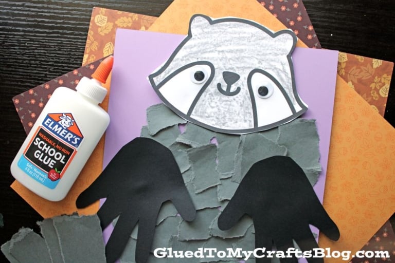 Torn Paper Raccoon Craft Idea For Kids