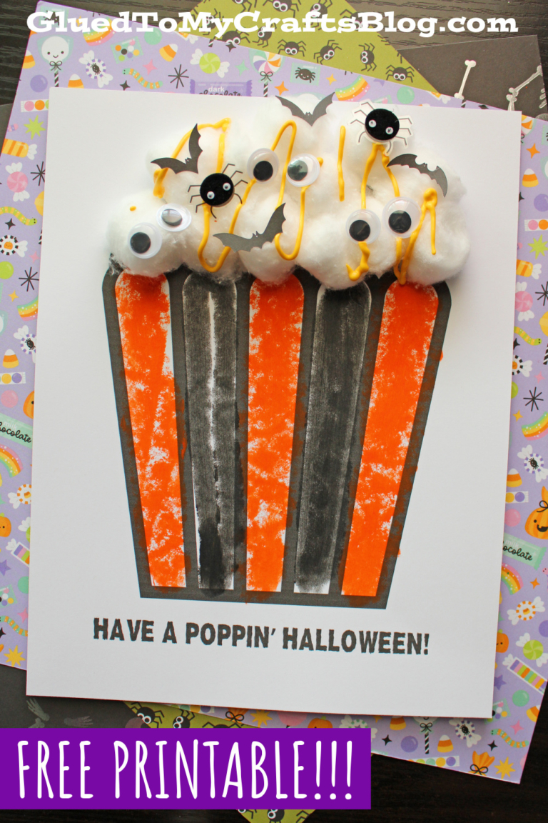 Halloween Popcorn Card Craft Idea For Kids - Glued To My Crafts
