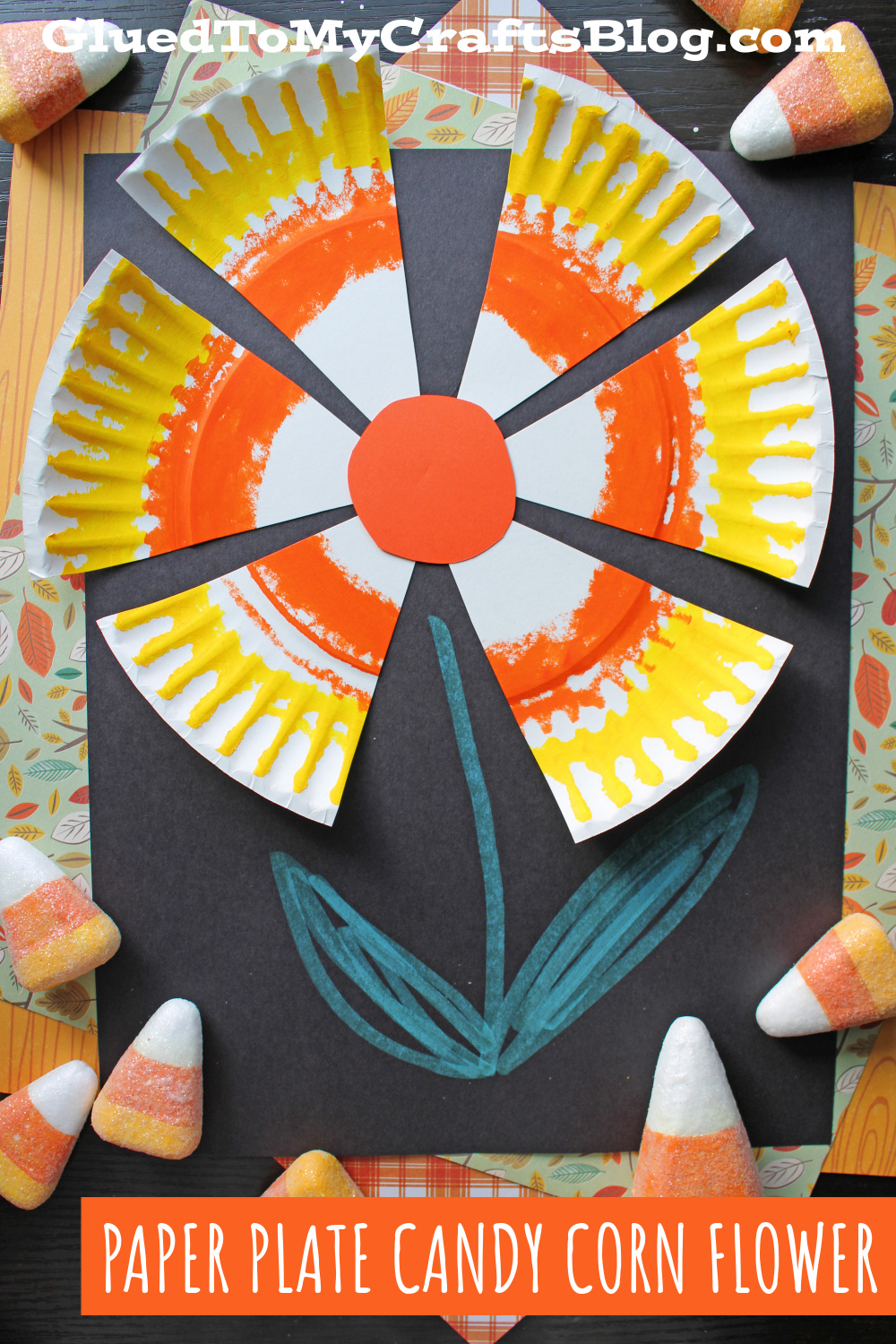 Paper Plate Candy Corn Flower Craft Idea