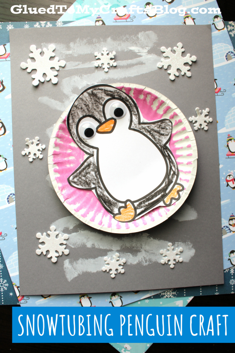 Paper Plate Snow Tubing Penguin Craft Idea