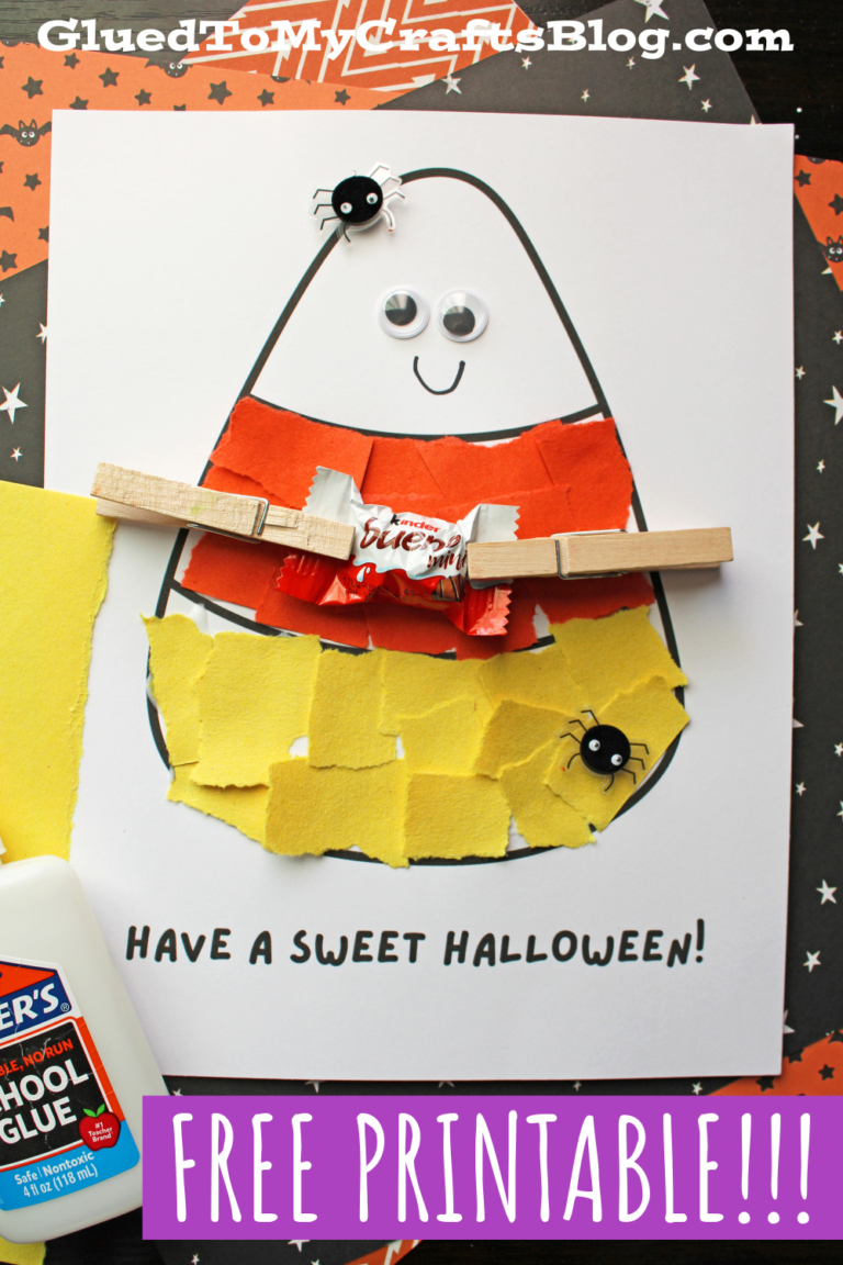 Torn Paper Candy Corn Card Craft Idea For Halloween