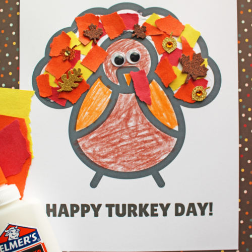 Torn Paper Turkey Card Craft Idea For Thanksgiving