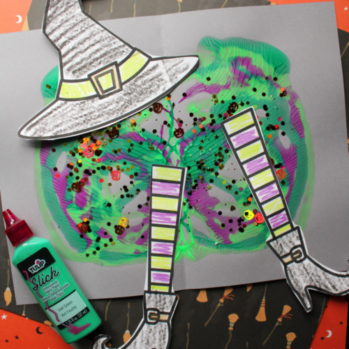 Paint Splat Melted Witch Craft Idea For Halloween - Glued To My Crafts