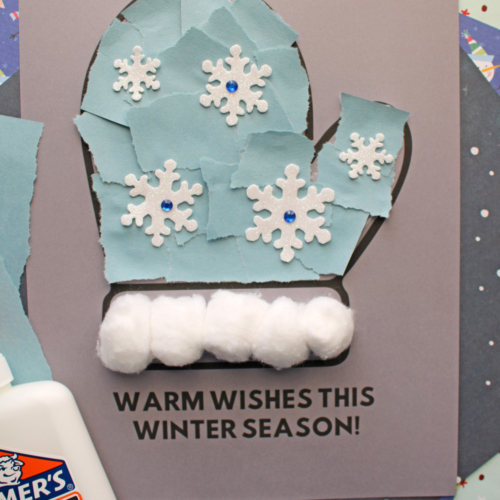 Torn Paper Winter Mitten Craft Idea (Free Printable Included)