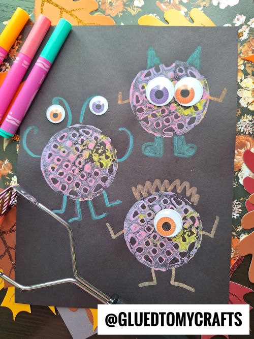 Potato Masher Stamped Monsters For Halloween - Glued To My Crafts