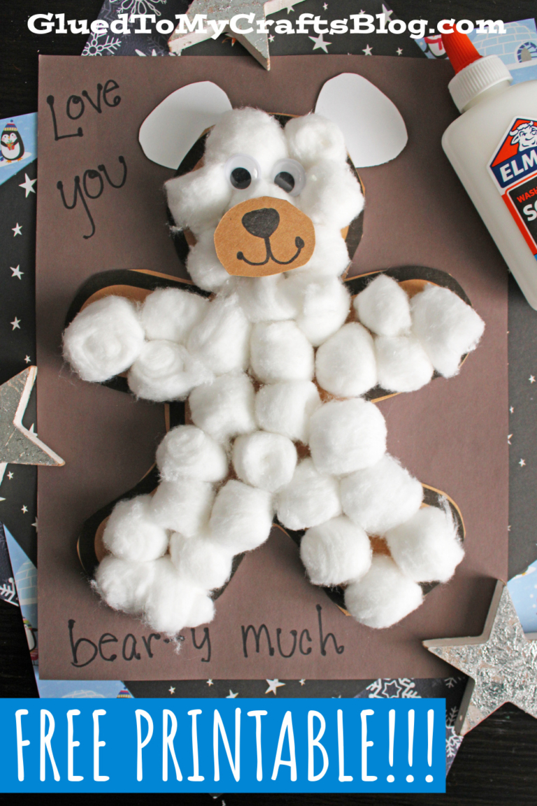Fun and Fluffy Cotton Ball Polar Bear Craft - Glued To My Crafts