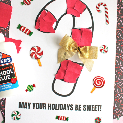 Torn Paper Candy Cane Card Craft for Kids - Glued To My Crafts