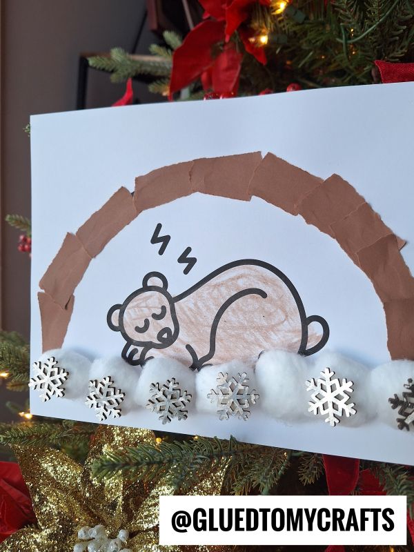 Torn Paper Bear Cave: Hibernation Craft Project - Glued To My Crafts