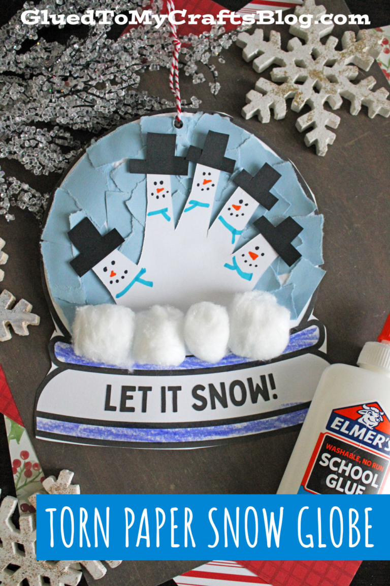 Torn Paper Snow Globe Craft For Kids - Glued To My Crafts