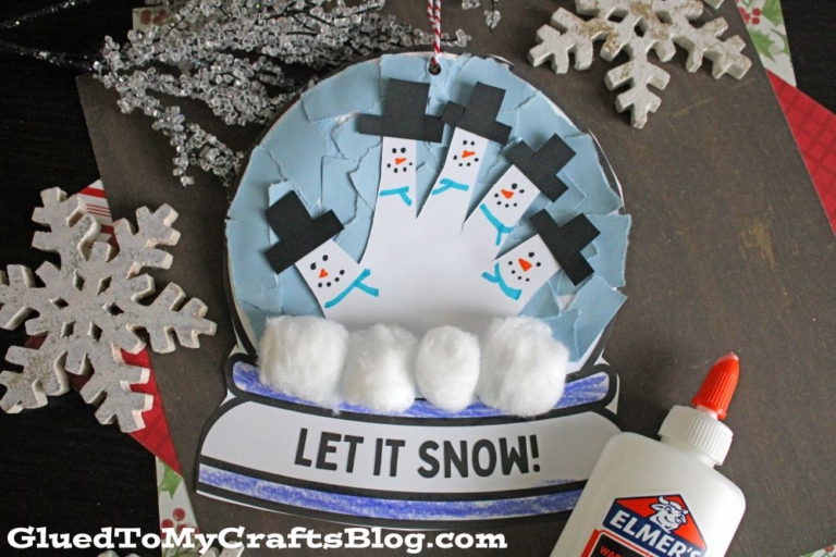 Torn Paper Snow Globe Craft For Kids