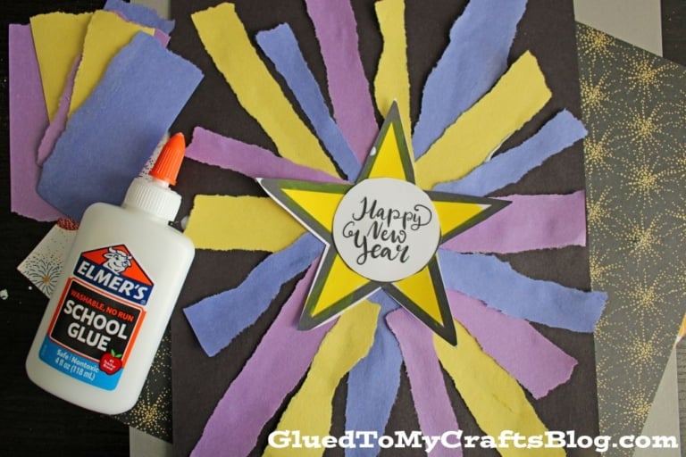Torn Paper Firework Craft Idea For New Year's Eve