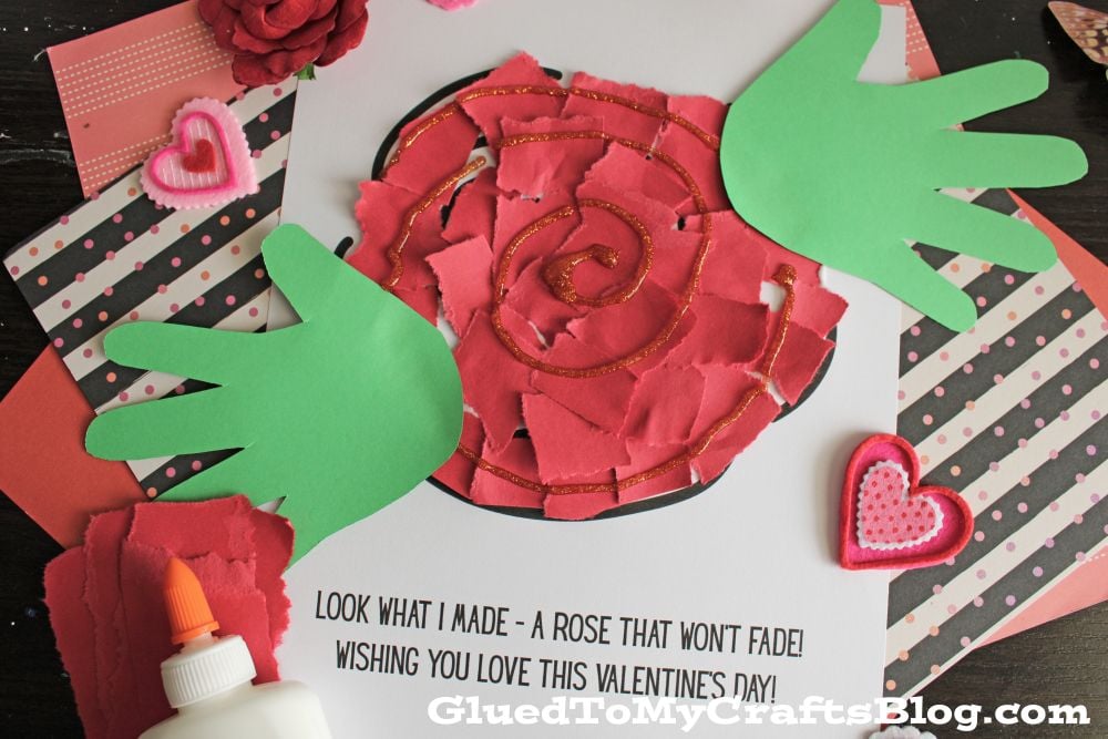 Torn Paper Rose Card Craft Tutorial for Valentine’s Day - Glued To My ...