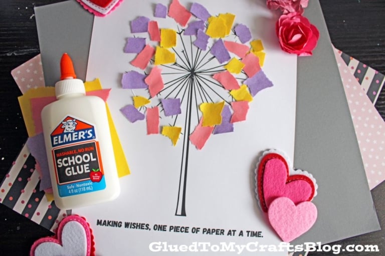 Torn Paper Bee My Valentine Card Craft Idea For Valentine's Day