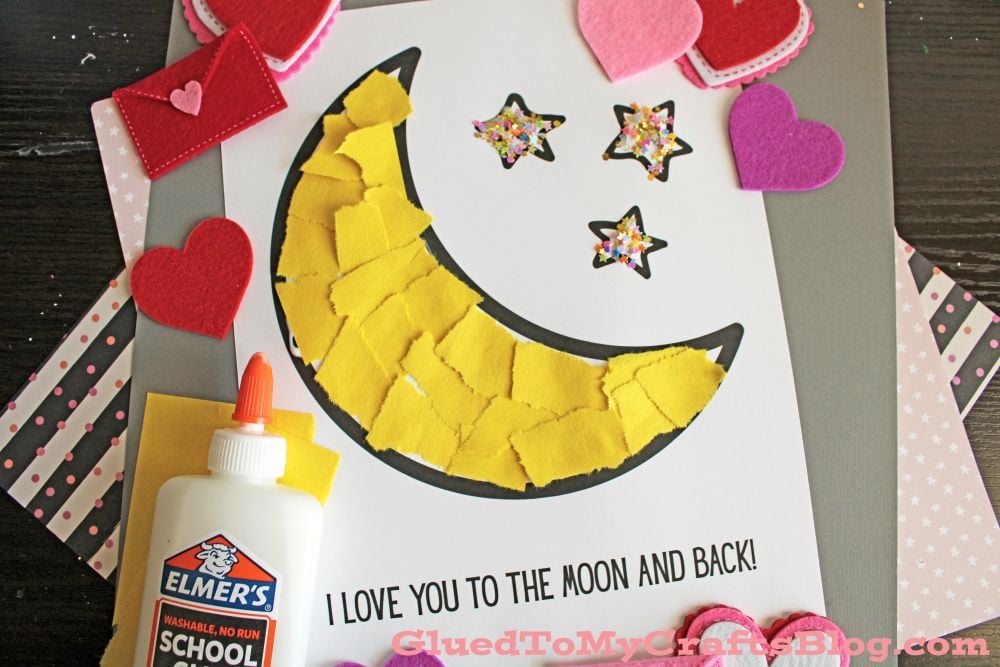 Torn Paper Love You To The Moon and Back Card Craft Idea For Kids ...