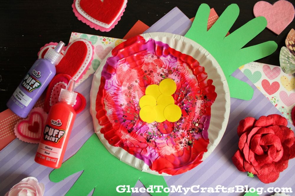 Paint Splat Valentine's Day Flower Craft Idea - Glued To My Crafts