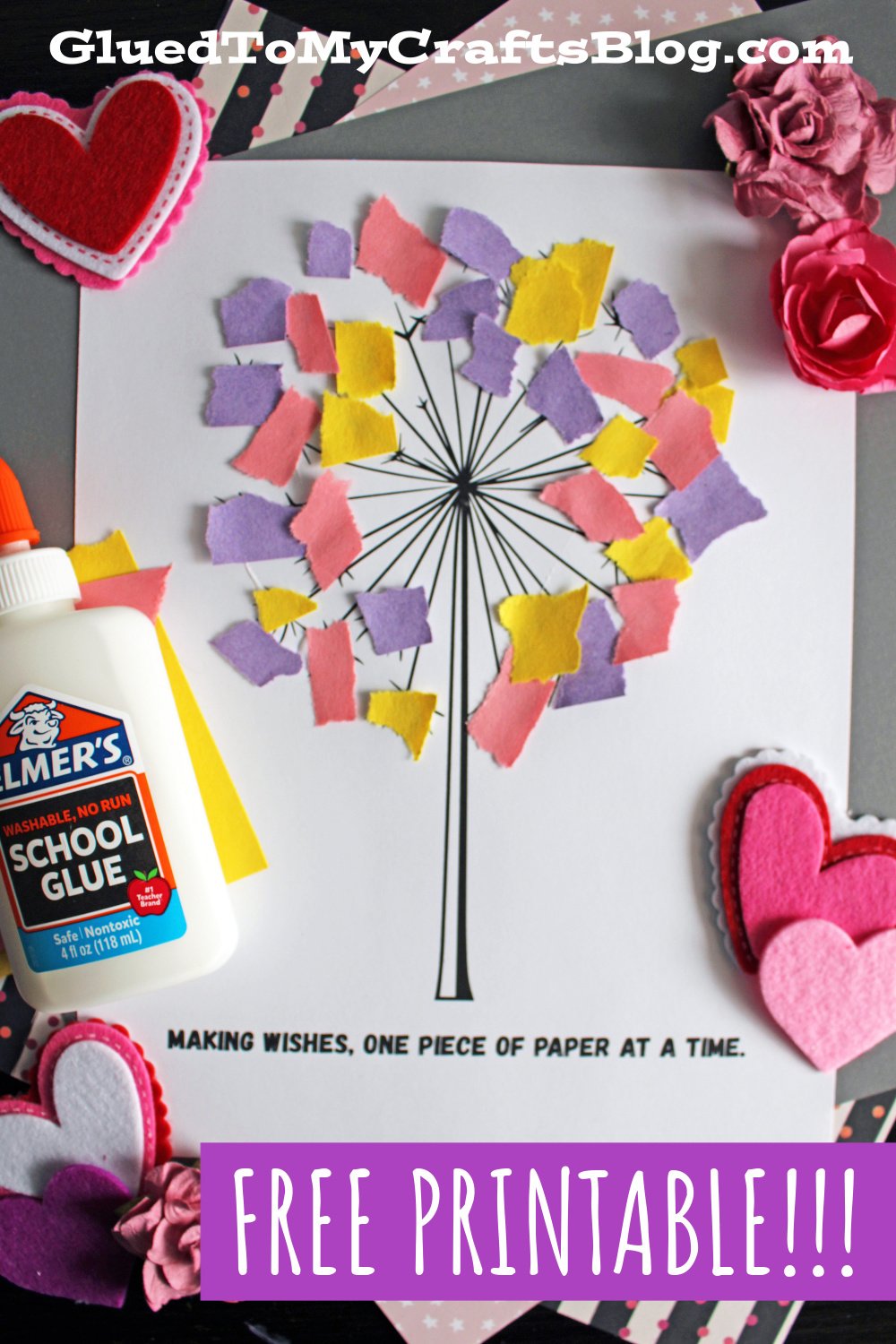 Torn Paper Dandelion Craft: Making Wishes, One Piece at a Time - Glued ...