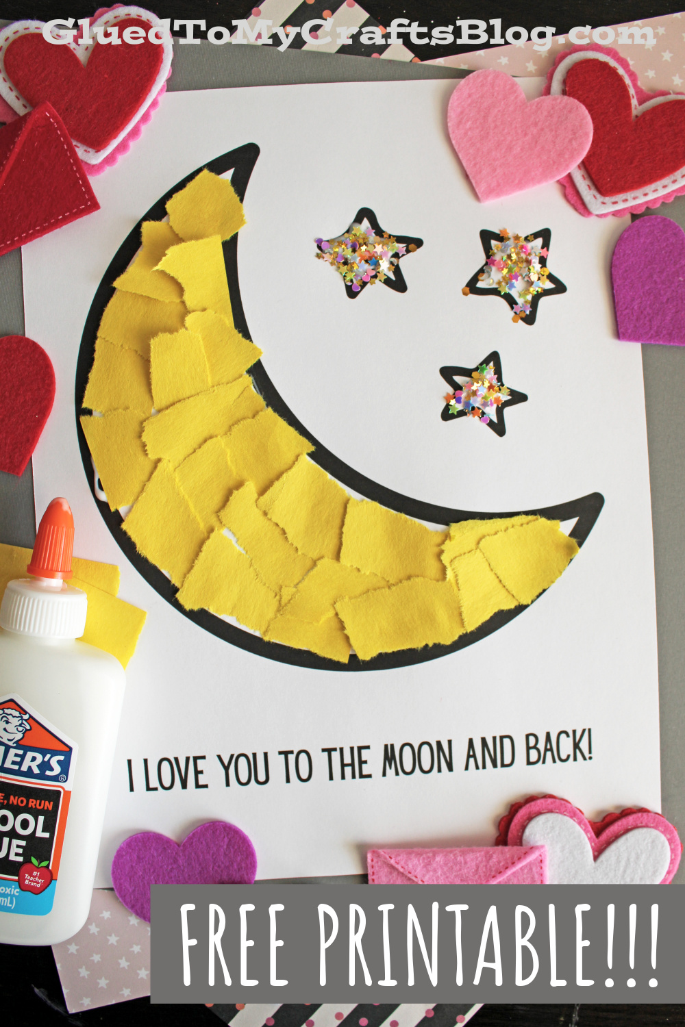 Torn Paper Love You To The Moon and Back Card Craft Idea For Kids ...