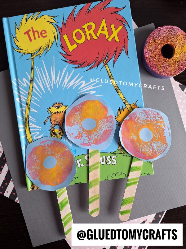 Pool Noodle Stamped Truffula Tree Craft Idea