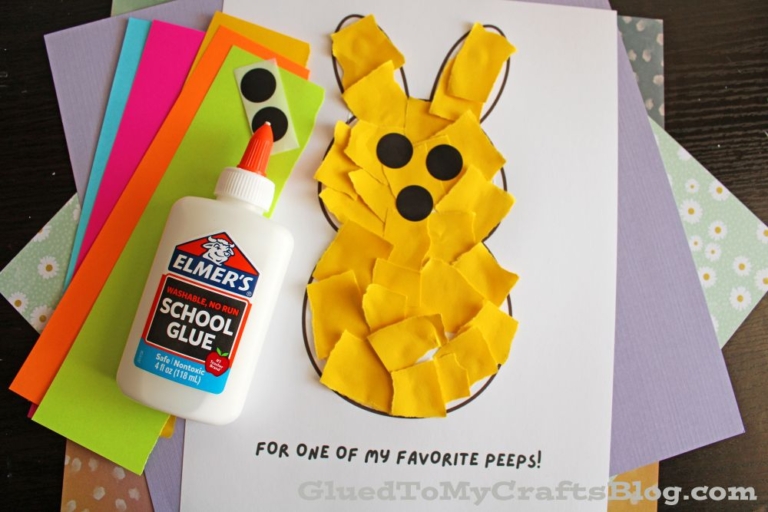 Torn Paper Peeps Bunny – Easter Craft Idea & Free Template