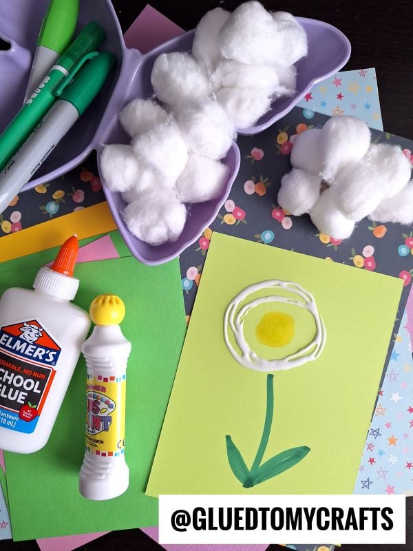 Cotton Ball Daisy Flower Craft Idea