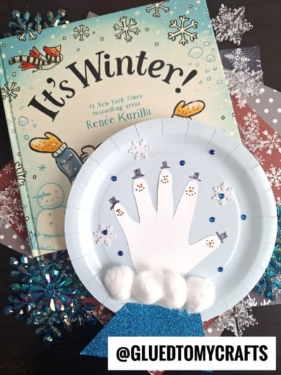 Handprint & Paper Plate Snowman Snow Globe Craft - Glued To My Crafts