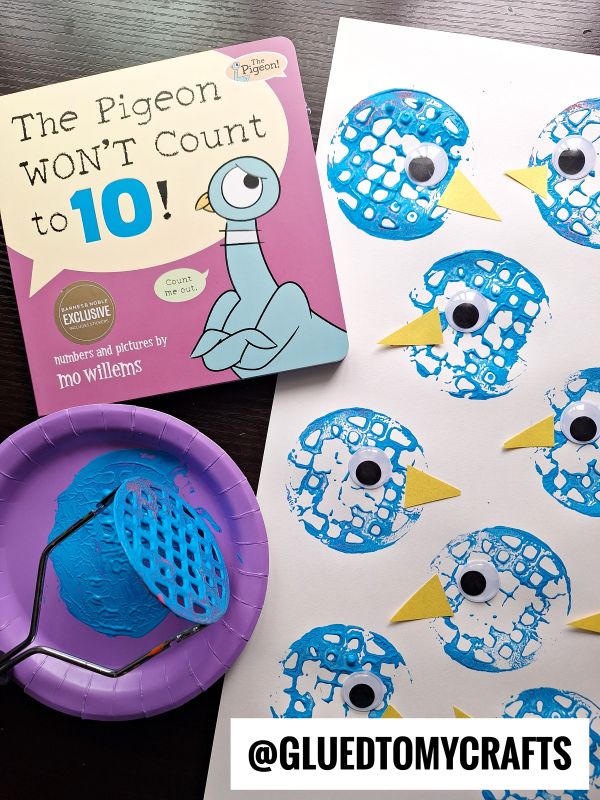 Potato Masher Stamped Pigeon Craft Idea For Story Time
