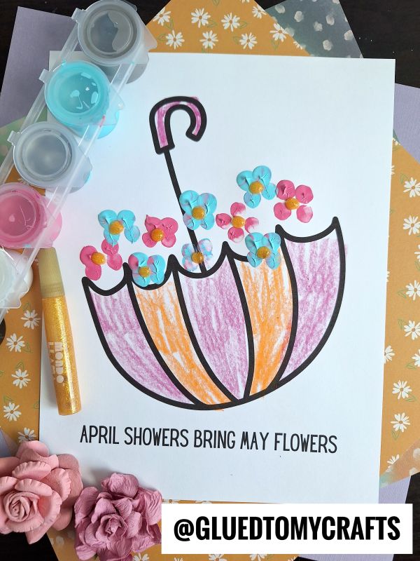 Fingerprint Flowers in an Umbrella – Perfect Spring Craft