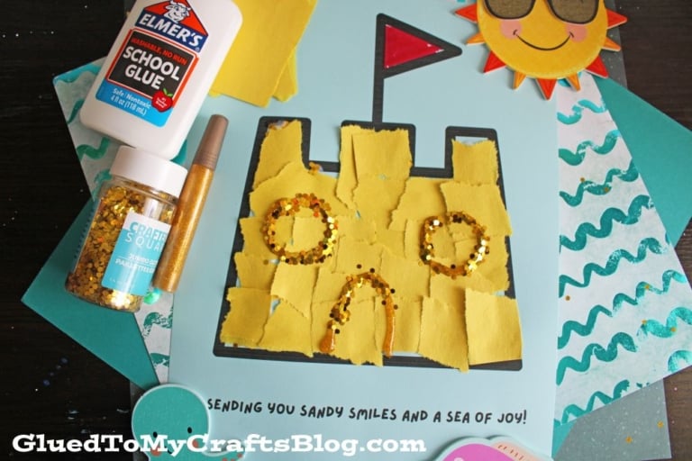 Torn Paper Sand Castle Craft Idea For Kids