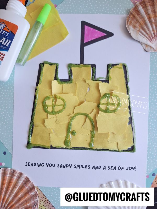 Torn Paper Sand Castle Craft Idea For Kids