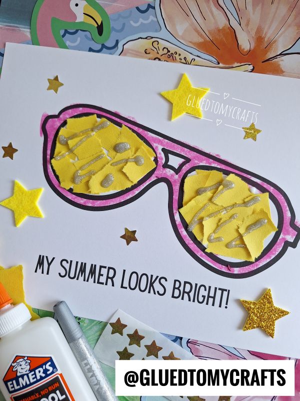 Torn Paper Sunglasses Craft Idea - My Summer Looks Bright!